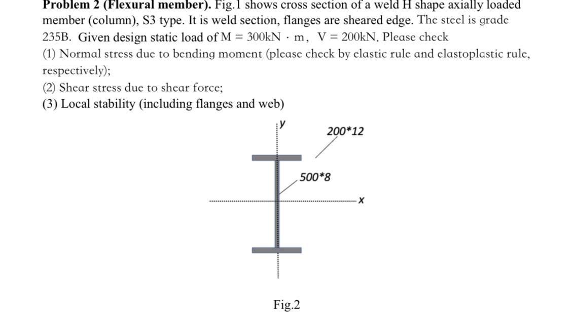 Solved Problem 2 (Flexural member). ﻿Fig.1 ﻿shows cross | Chegg.com