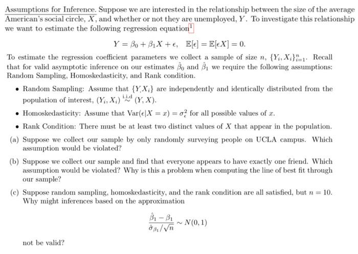 Solved i.i.d Assumptions for Inference. Suppose we are | Chegg.com