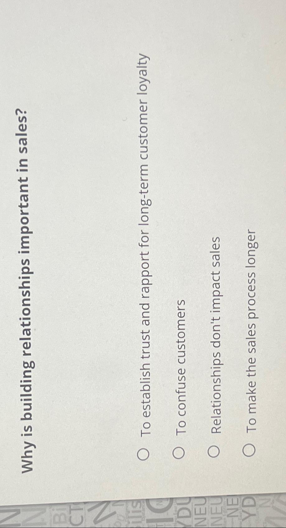Solved Why is building relationships important in sales?To | Chegg.com