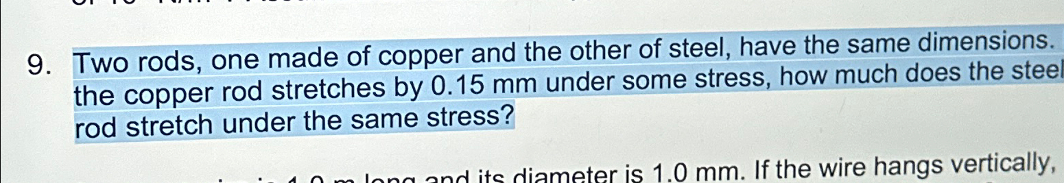 Solved Two rods, one made of copper and the other of steel, | Chegg.com