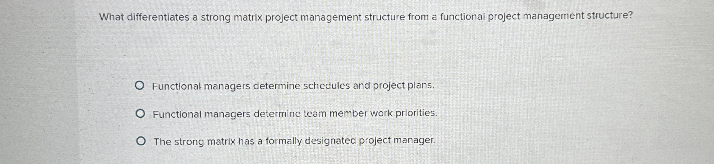 Solved What differentiates a strong matrix project | Chegg.com