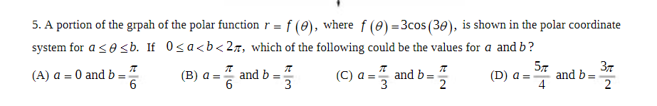 Solved A portion of the grpah of the polar function r=f(θ), | Chegg.com