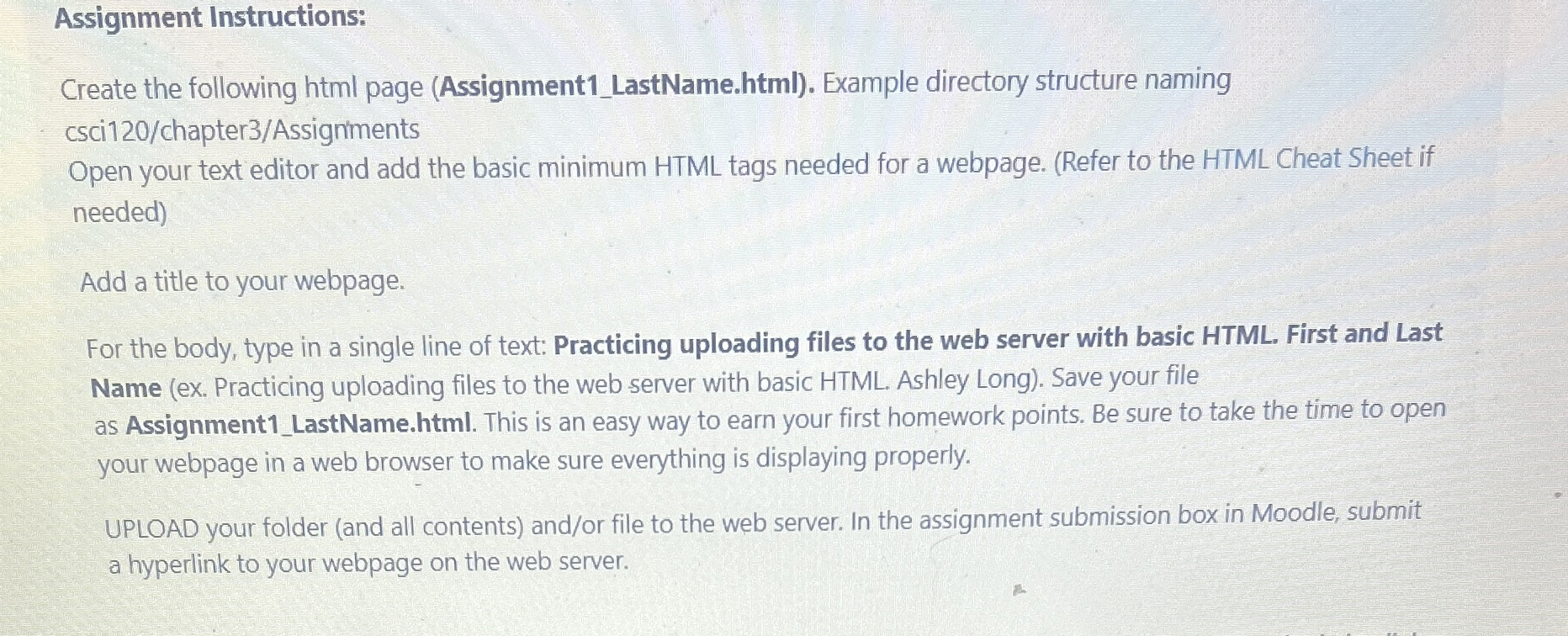 Solved Assignment Instructions:Create the following html | Chegg.com