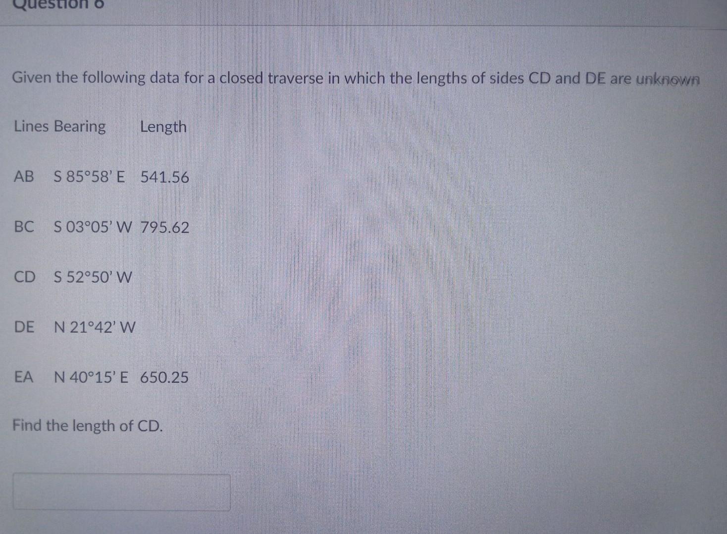 Solved Given the following data for a closed traverse in | Chegg.com