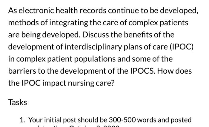 Solved As electronic health records continue to be | Chegg.com