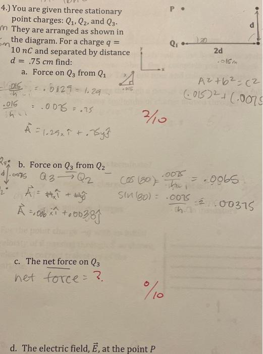 Solved 4.) You are given three stationary point charges: | Chegg.com