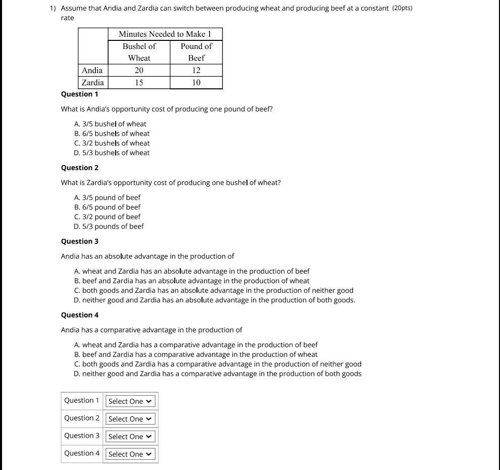 Solved 1) Assume that Andia and Zardia can switch between | Chegg.com