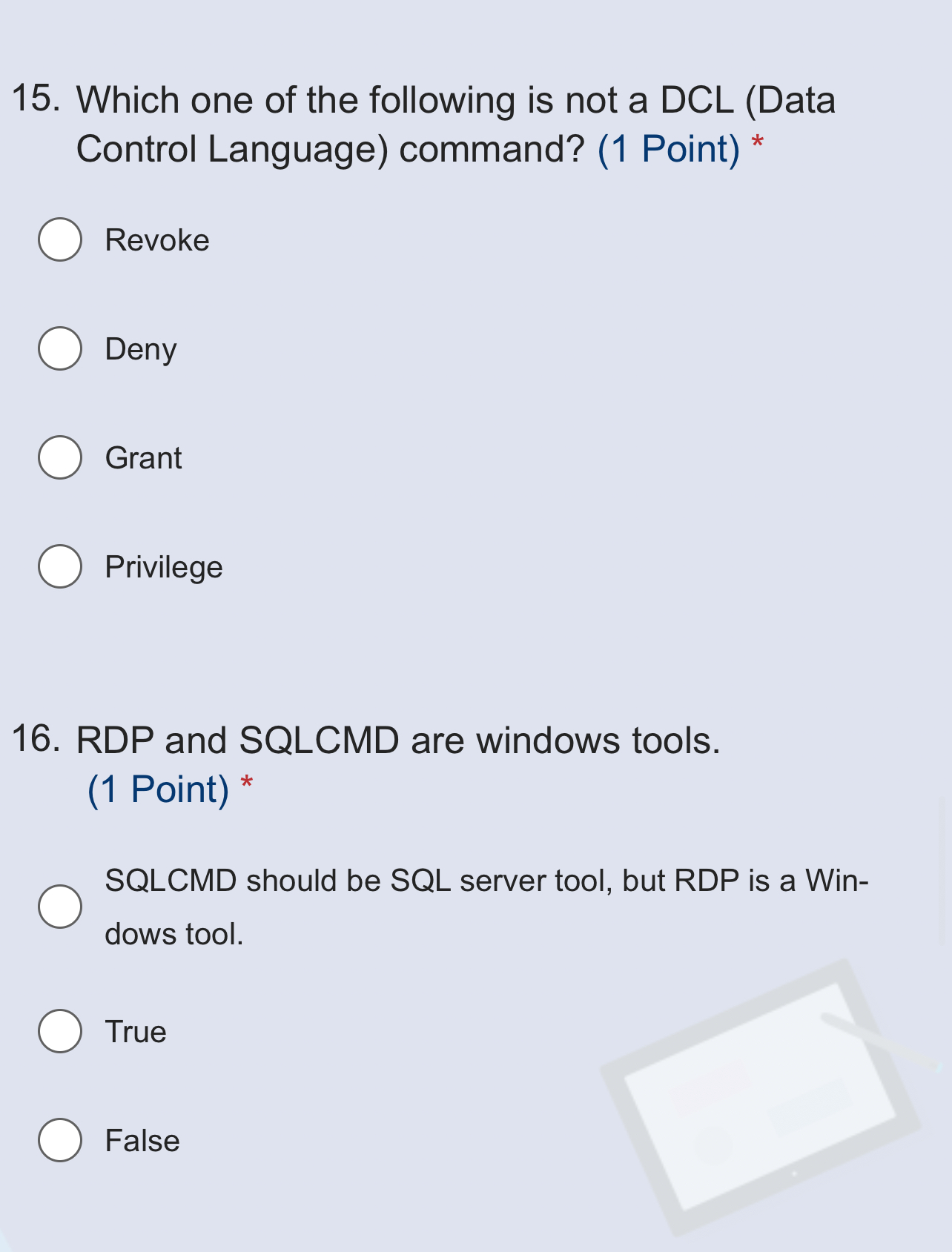 Solved Which one of the following is not a DCL (Data Control | Chegg.com