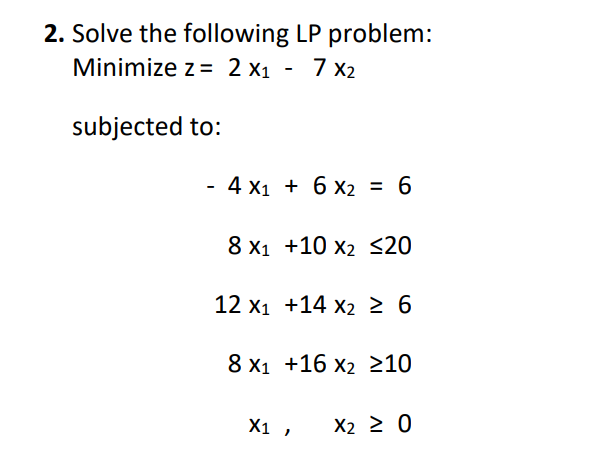 Solve the following LP problem: "Using Simplex Method | Chegg.com