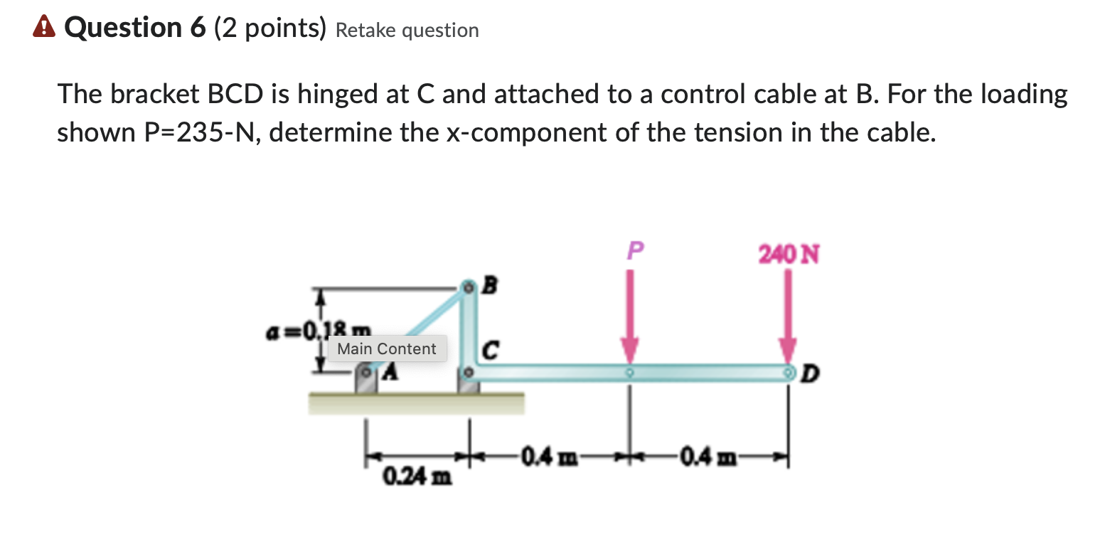 Solved A Question 6 (2 ﻿points) ﻿Retake questionThe bracket | Chegg.com