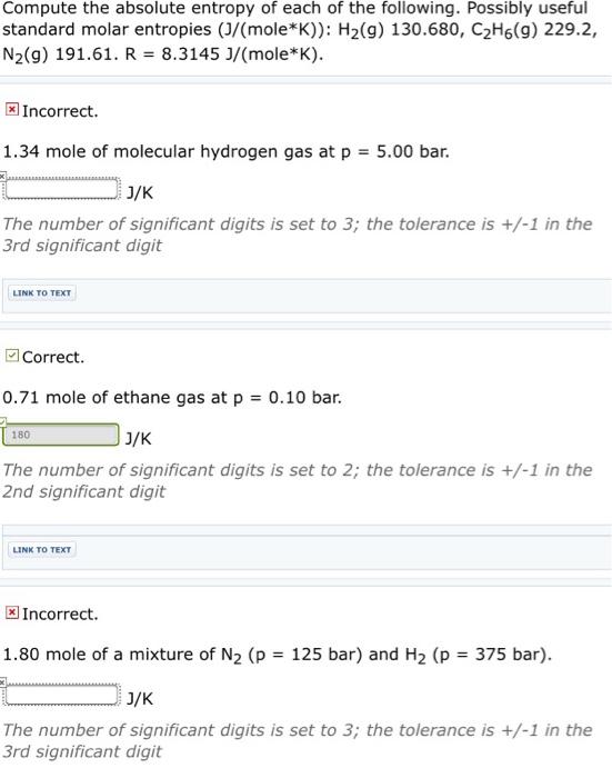 Solved Compute the absolute entropy of each of the | Chegg.com