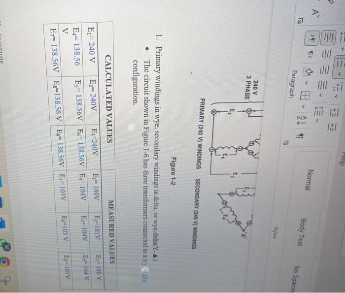 Solved 1. Primary windings in wye, secondary windings in | Chegg.com