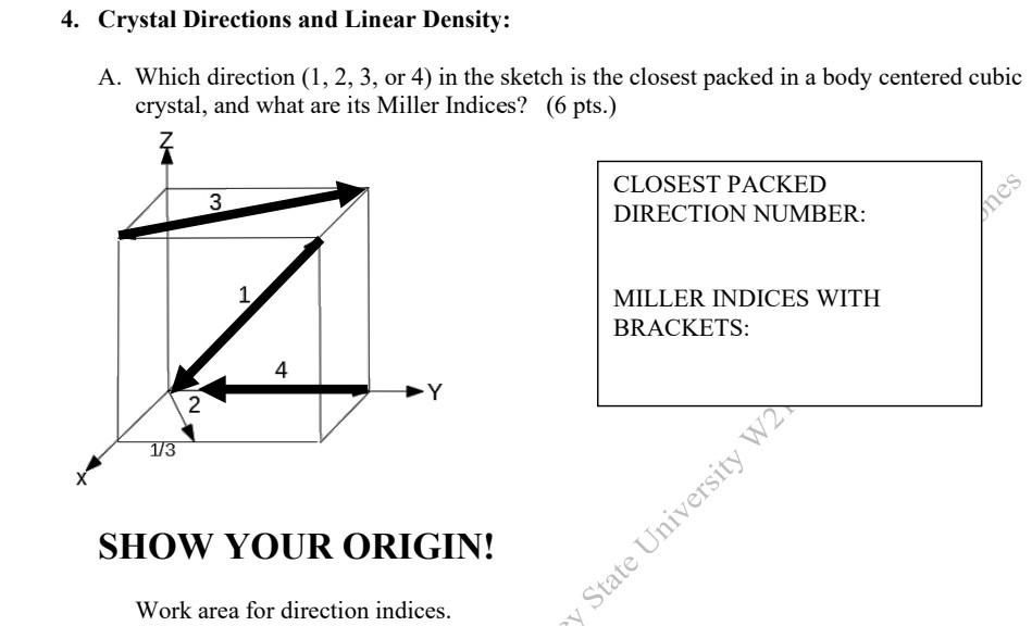 Solved 4. Crystal Directions and Linear Density: A. Which | Chegg.com