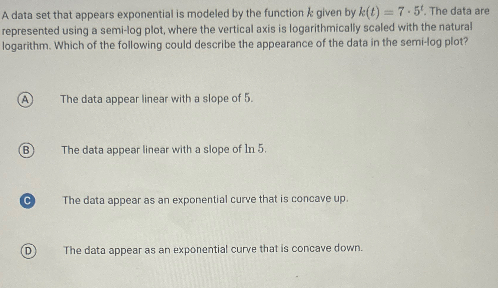 Solved A data set that appears exponential is modeled by the | Chegg.com