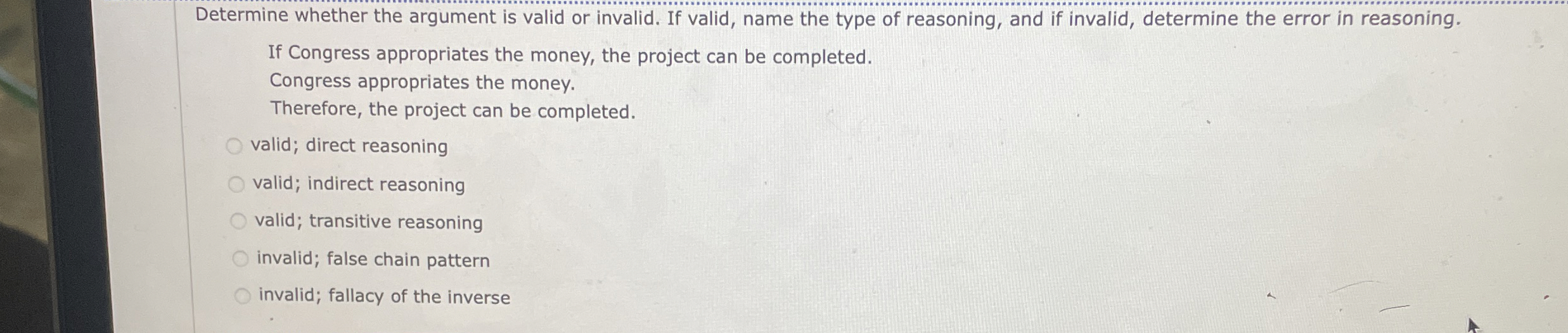 Solved Determine whether the argument is valid or invalid. | Chegg.com