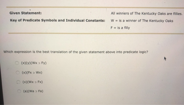 Solved Choose the best symbolic translation for each | Chegg.com