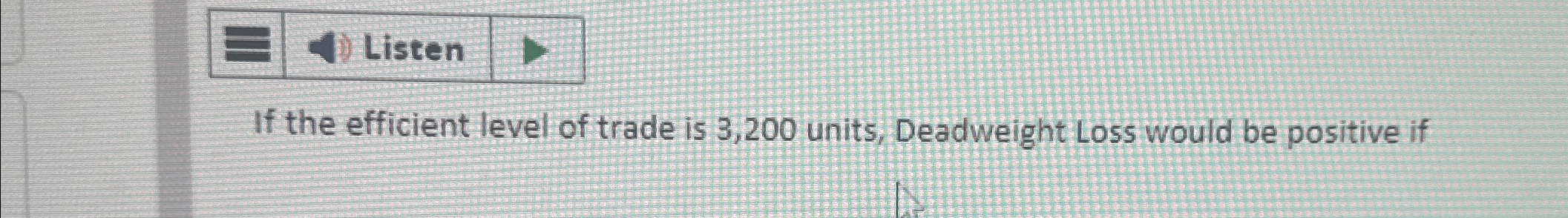 Solved If the efficient level of trade is 3,200 ﻿units, | Chegg.com
