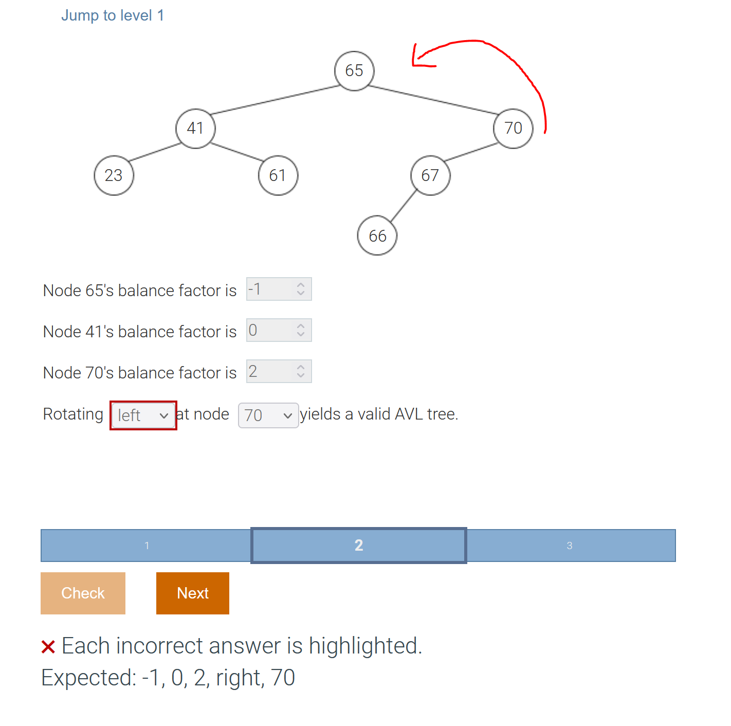 Solved Jump to level 1Node 65's balance factor isNode 41's | Chegg.com