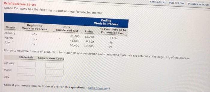 Solved CALCULATOR FULL SCREEN PRINTER VERSION Brief Exercise | Chegg.com