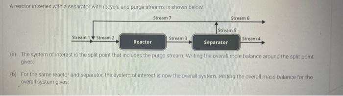 Solved A reactor in series with a separator with recycle and | Chegg.com