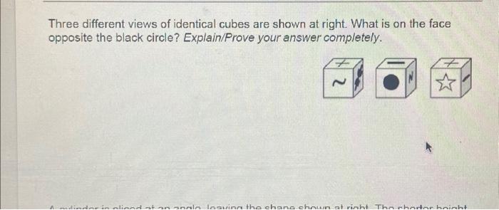 Solved Three different views of identical cubes are shown at | Chegg.com
