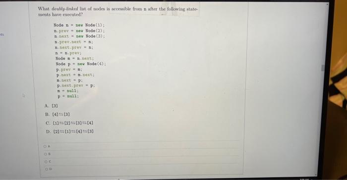 Solved What doubly-linked list of nodes is accessible from n | Chegg.com
