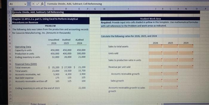 Solved Chapter 11 AP11.2 a. part 1. Using Excel to Rerform | Chegg.com