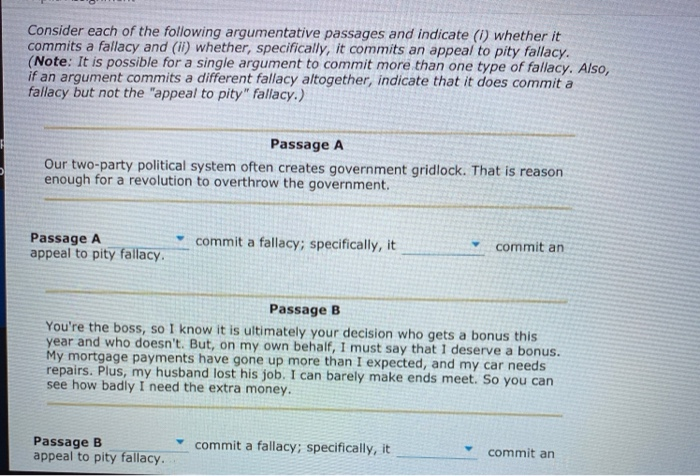 Consider each of the following argumentative passages | Chegg.com