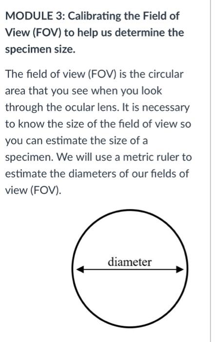 Knowing the FOV diamter at 40X total magnification | Chegg.com