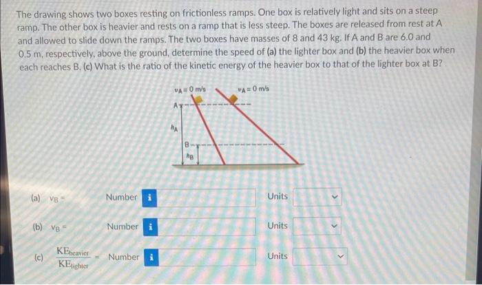[Solved]: The drawing shows two boxes resting on frictionle