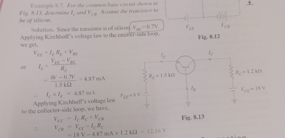 Solved Evample 8.7. ﻿For the common base circuit shown in | Chegg.com