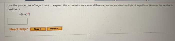 Solved Use the properties of logarithms to expand the | Chegg.com