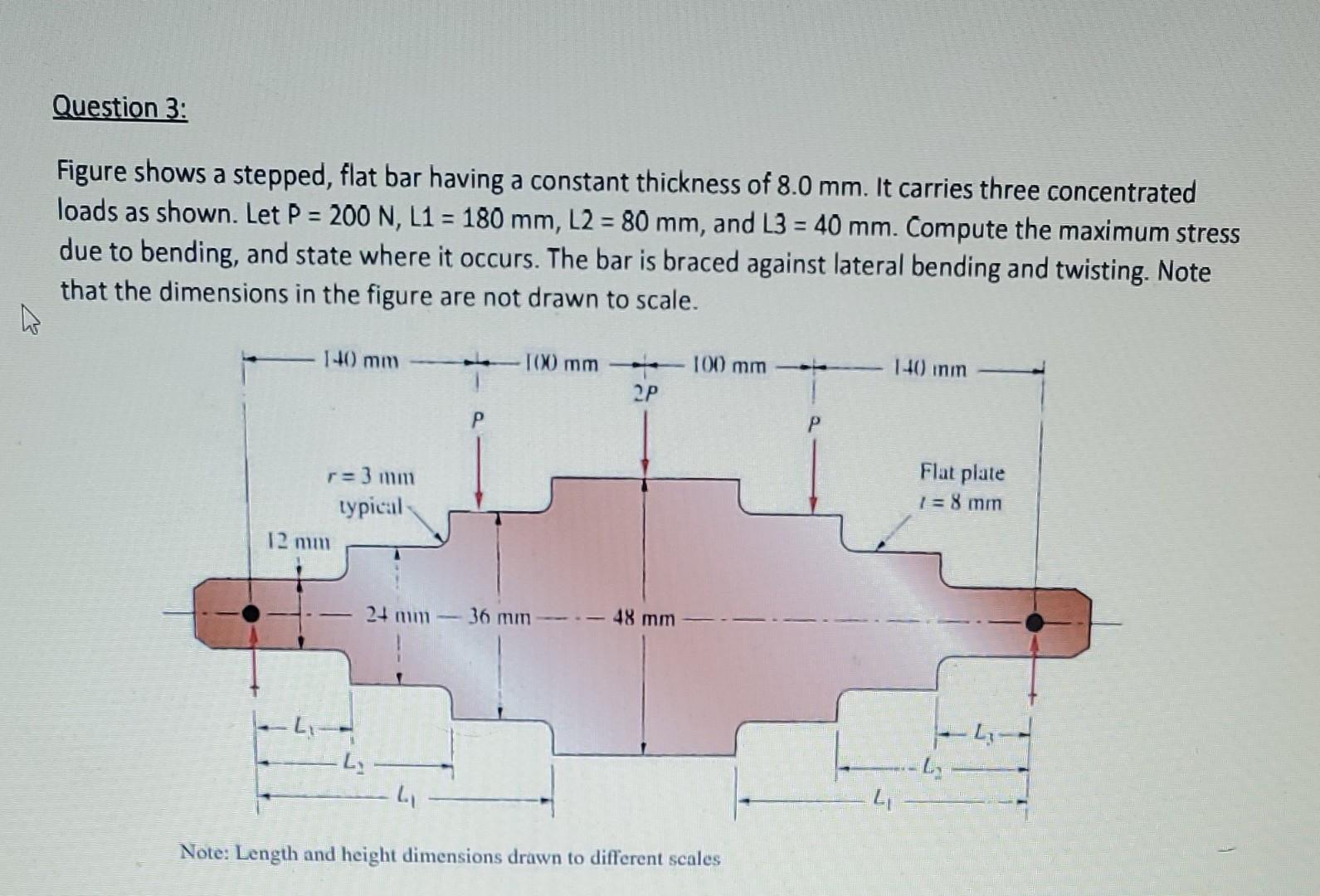 Solved Question 3: Figure shows a stepped, flat bar having a | Chegg.com