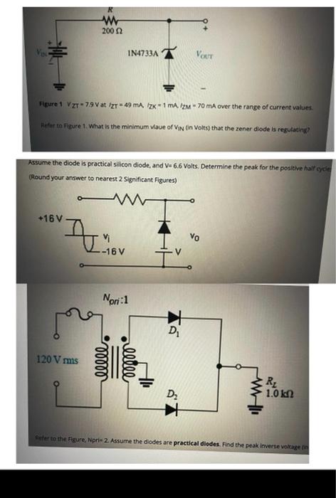 Solved R w 200 Ω IN4733A VOUT Figure 1 Vzr-79V at Izr 49 mA | Chegg.com
