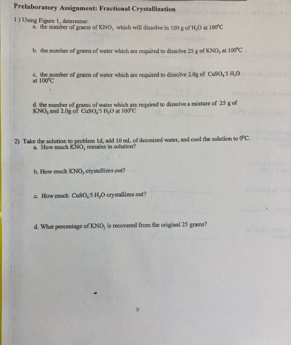 Prelaboratory Assignment: Fractional Crystallization | Chegg.com