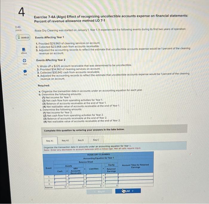 Solved Exercise 7-4A (Algo) Effect of recognizing | Chegg.com
