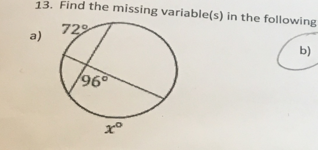 Solved Find the missing variable(s) ﻿in the followinga) | Chegg.com