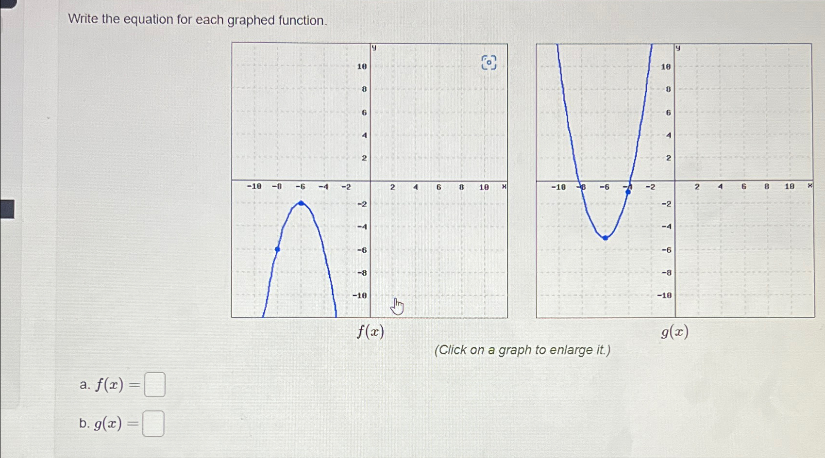 Solved Write the equation for each graphed function. | Chegg.com