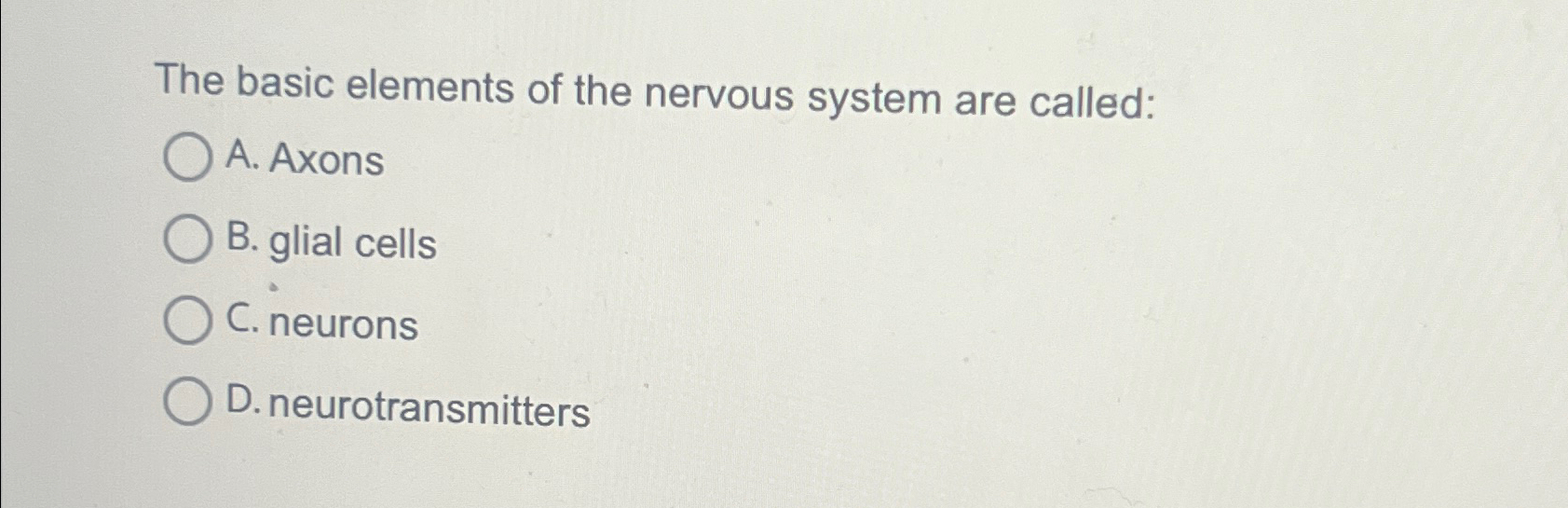 Solved The basic elements of the nervous system are | Chegg.com