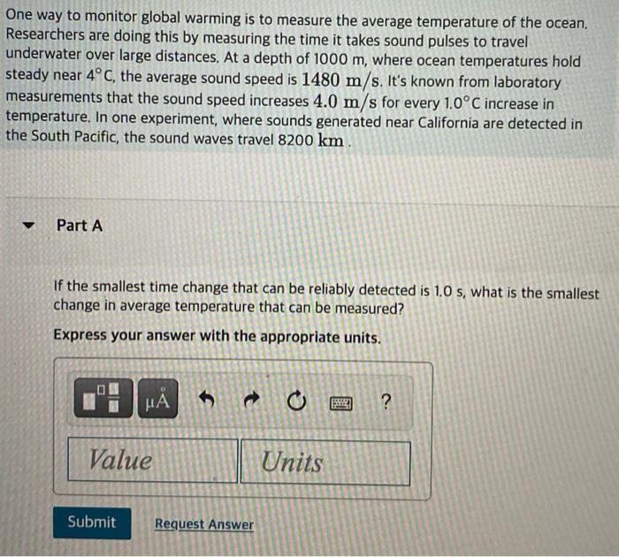 Solved One way to monitor global warming is to measure the | Chegg.com