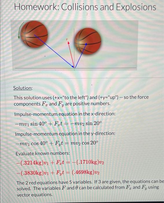 Solved Homework: Collisions and Explosions Solution: This | Chegg.com