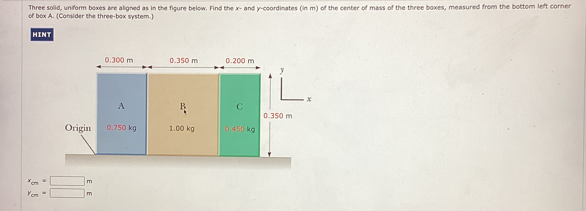 Solved Three solid, uniform boxes are aligned as in the | Chegg.com Solved Three solid, uniform boxes are aligned as in the | Chegg.com