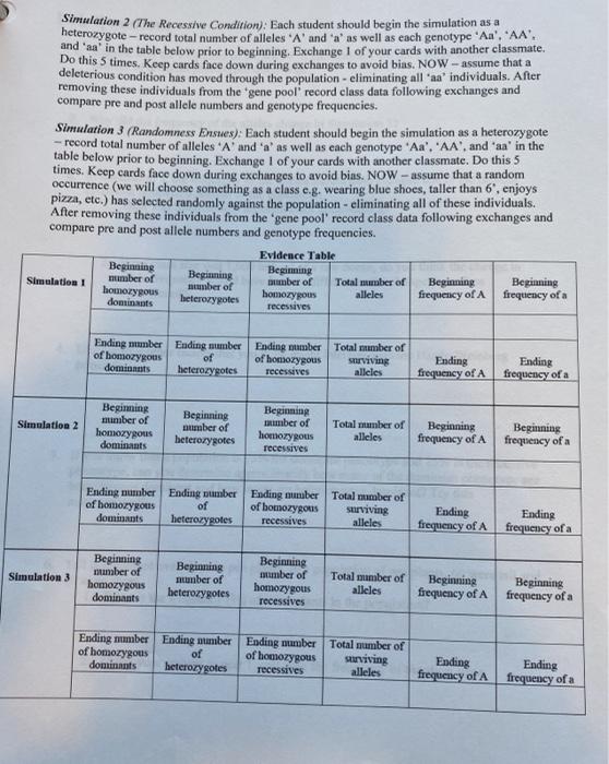 Solved Lab Exercise 2: Hardy-Weinberg Lab Simulation | Chegg.com
