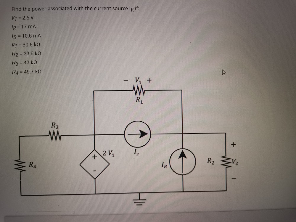 Solved Find the power associated with the current source IR | Chegg.com