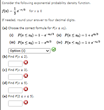 Solved Consider the following exponential probability | Chegg.com