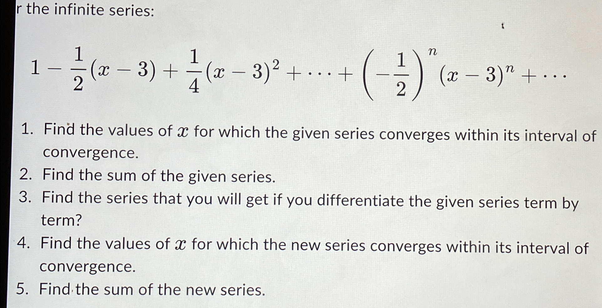 Solved For the infinite | Chegg.com
