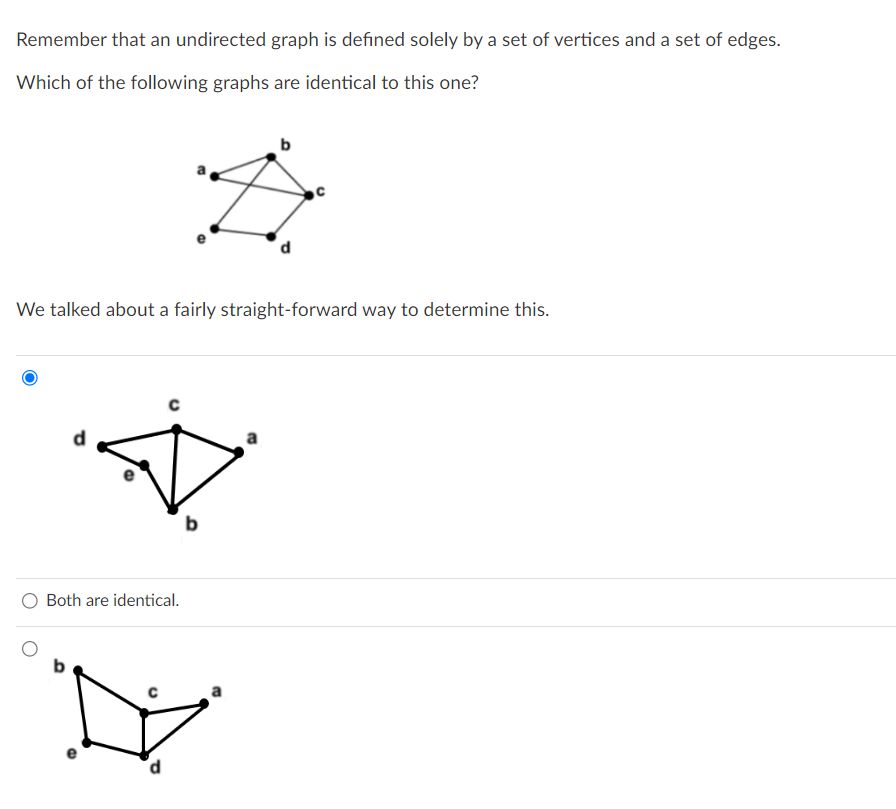 Solved Remember that an undirected graph is defined solely | Chegg.com