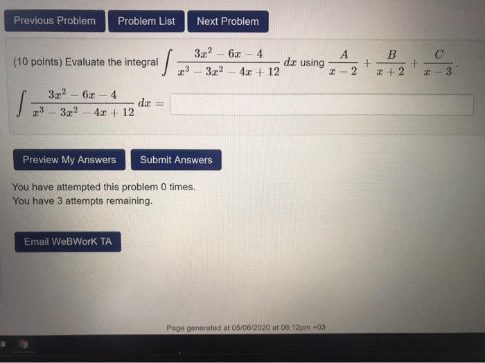 Solved Previous Problem Problem List Next Problem (10 | Chegg.com