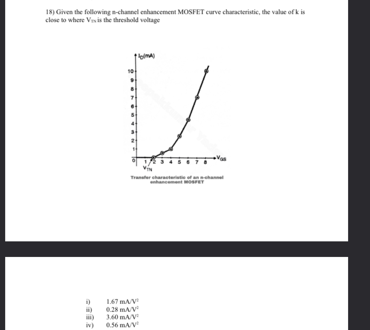Solved Given the following n-channel enhancement MOSFET | Chegg.com