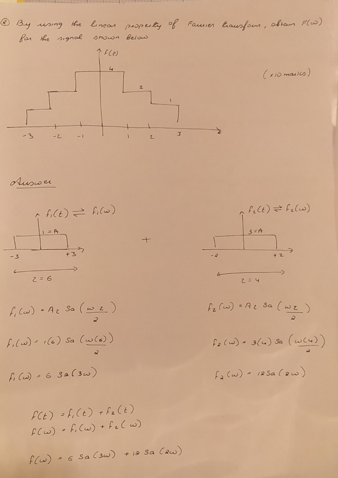 Solved Question - ﻿By using the linear property of Fourier | Chegg.com
